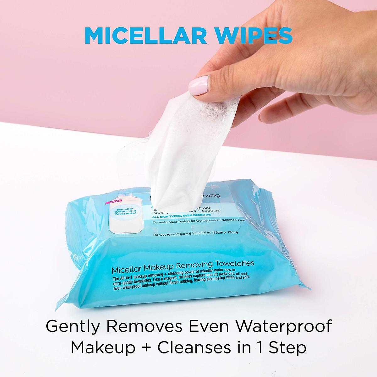 Garnier Micellar Facial Cleanser & Makeup Remover Wipes for Waterproof Makeup 25 Count (Packaging May Vary)