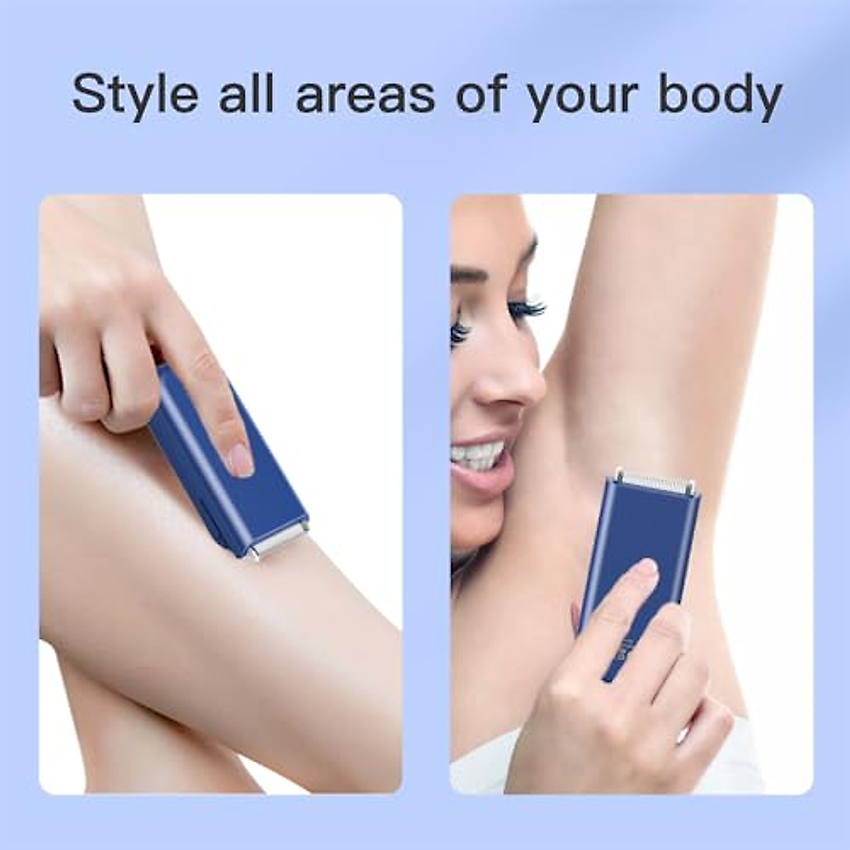 Founouly Bikini Trimmer for Women - Pocket Blue Electric Razors Ladies Shaver Legs Pubic Hair with Ceramic Blade Rechargeable Body Clipper, Wet/Dry Use Male Hygiene Razor, TS100