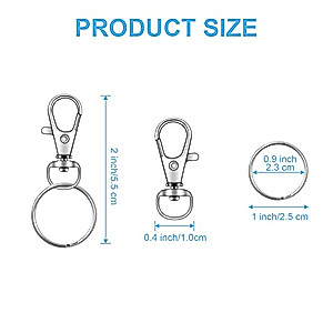 104PCS Swivel Snap Hooks with Key Rings, Metal Lobster Claw Clasp, Keychain Rings for Crafts 1.25inch/32mm