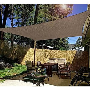 Windscreen4less 12'x16' Sun Shade Sail for Outdoor Patio Backyard UV Block Awning with Steel D-Rings Brown Coffee Rectangle, Custom, 12ft x 16ft