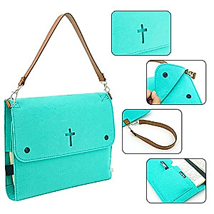 HIFELTY Bible Bag, Unique Bible Cover Bag Organizer Christian Carrying Case, Felt Church Tote Bag for Women and Men, The Best Christian Gift for Women and Men (Green)