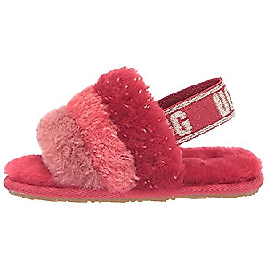 UGG Girls T Fluff Yeah Metallic Sparkle Slipper, Red Multi, 9 Toddler