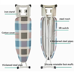 Ironing Board, Non-Slip Foldable Ironing Stand, Ironing Board with Iron Rest Features, Extra Wide Countertop Ironing Board, Adjustable Height, Home Ironing Board