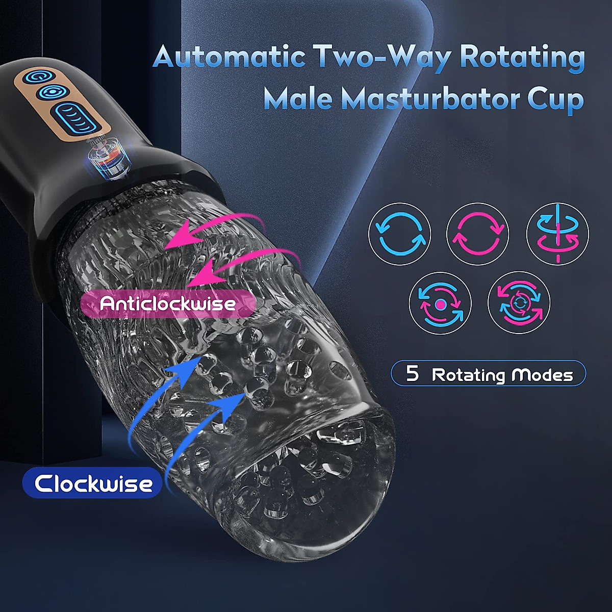 Automatic Blowjob Sex Machine Male Masturbator, YUKZEN Rotating Vibrating Hands Free Sex Toy Stroker Penis Vibrator, Masturbators Pocket Pussy for Pleasure Realistic