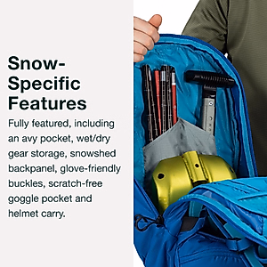 Osprey Kamber 30 Men's Backcountry Ski and Snowboard Backpack, Black