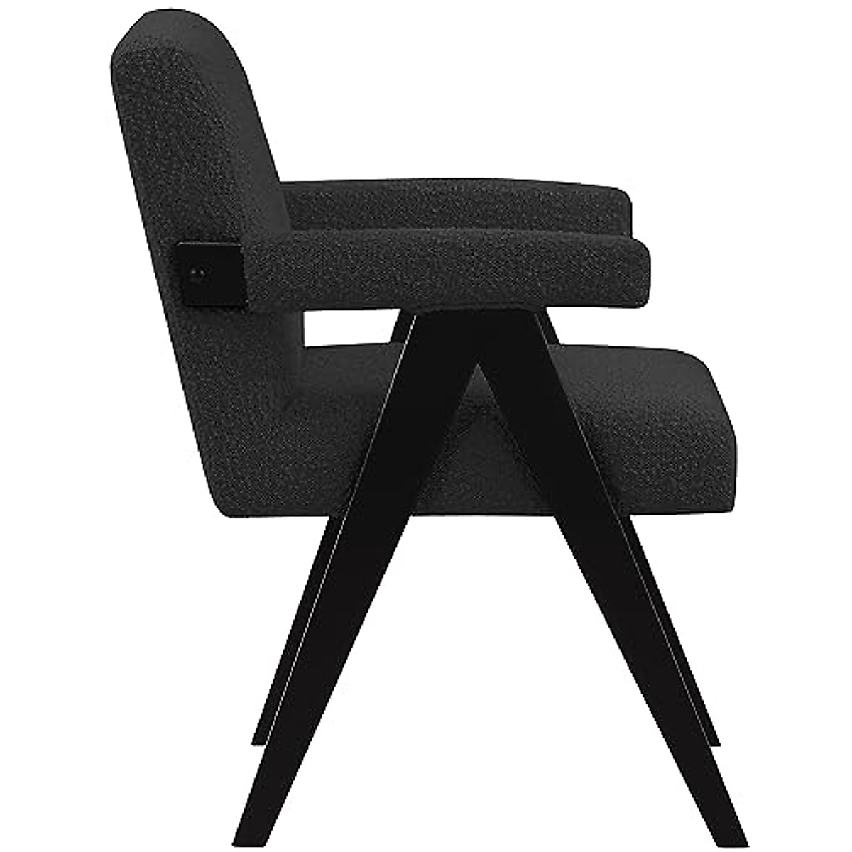 Meridian Furniture 481Black Woodloch Collection Mid-Century Modern Boucle Fabric Upholstered Accent Chair with Rich Black Boucle Fabric, Black Finish Solid Wood, 24.5" W x 23.5" D x 32" H, Black