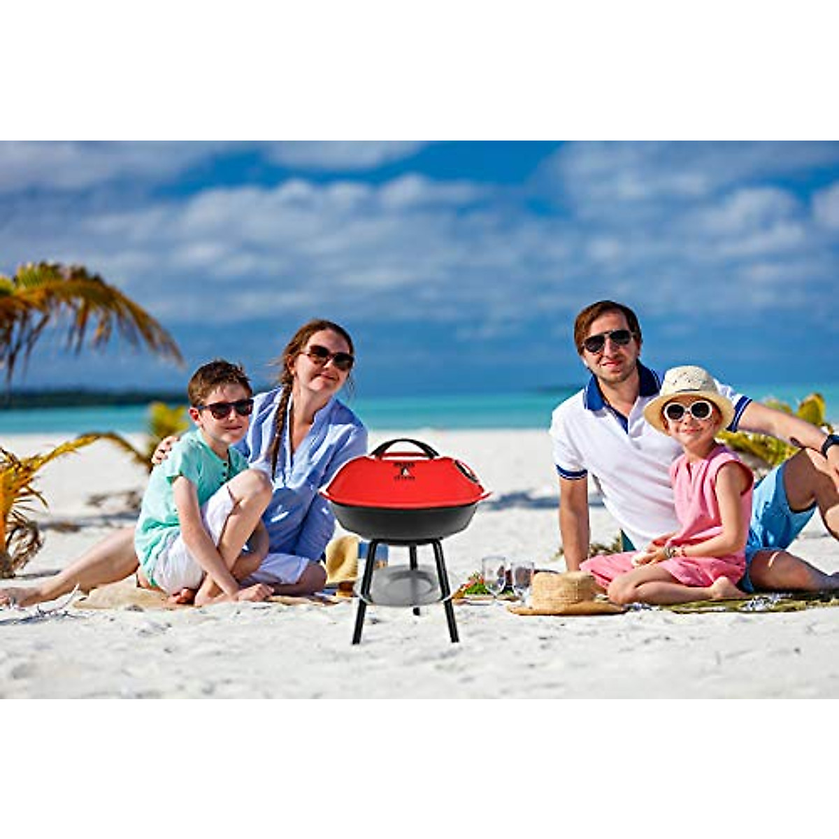 Moss & Stone Premium Portable 14Inch BBQ | Ultimate Outdoor Charcoal Barbecue Grill with Removable Legs & Ash Catcher | Portable BBQ Table Stand & 2 Chrome Plated Grilling Grates | Mesh Edges