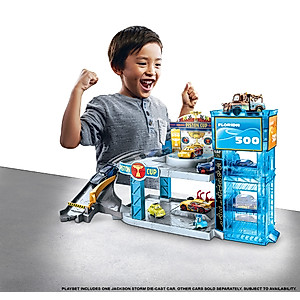 Mattel Disney and Pixar Cars Playset with Lightning McQueen Toy Car & Working Elevator, Florida 500 Racing Garage