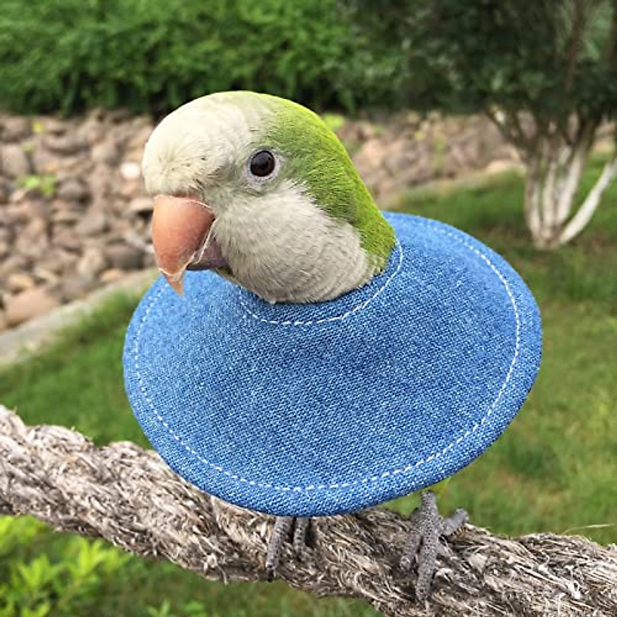 Bird Collar Anti Bite Elizabethan Recovery Cone, Bird Neck Protector for Feather Plucking, Skin-Friendly Bird Neckwear Full Body Shield for Parakeet Conure Cockatiel (Denim Blue, M)