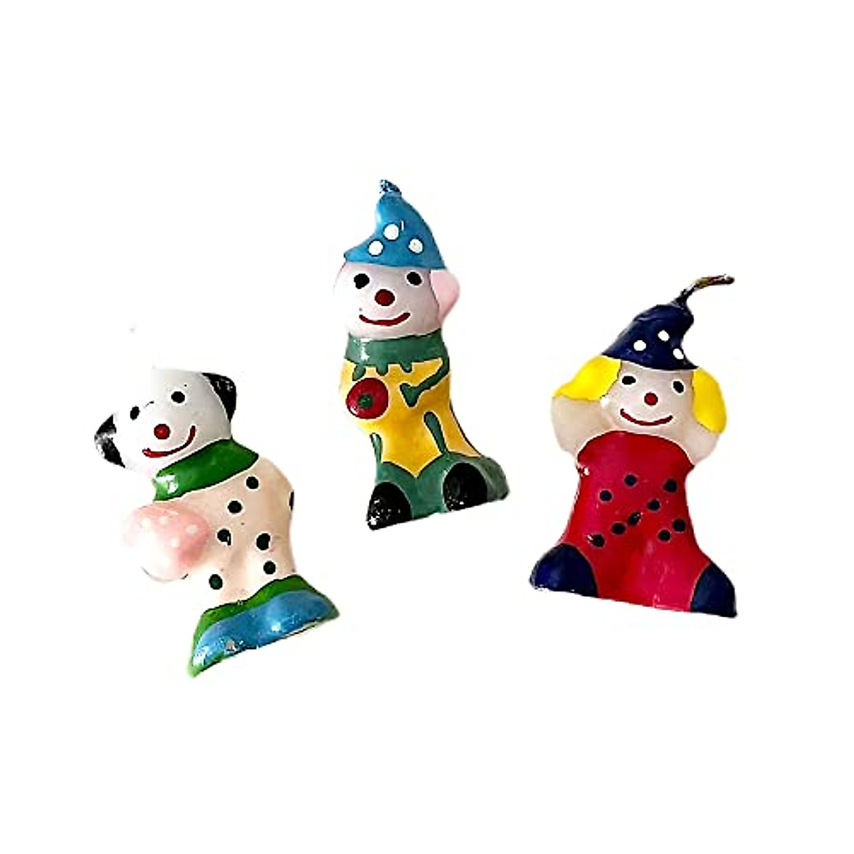 Clown Birthday Candles, Circus Carnival Themed Candles for Birthday Party Baby Shower Cake Cupcake Decorations - Set of 3