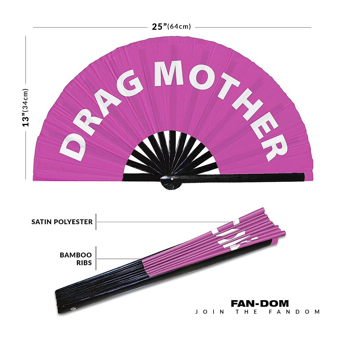 Drag Mother hand fan foldable bamboo circuit hand fan funny gag slang words expressions statement gifts Festival accessories Rave handheld Circuit event fan Clack fans (Pink)