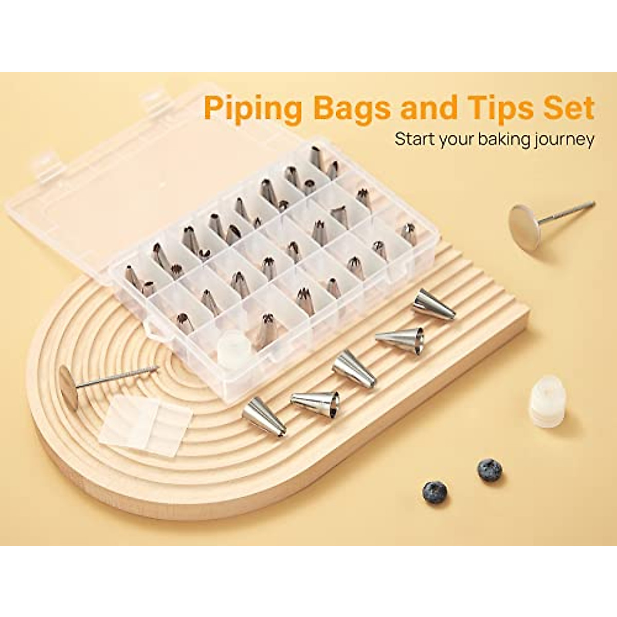 Kootek 42pcs Piping Bags and Tips Set, Cake Decorating Supplies Kits for Baking with 36 Numbered Frosting Icing Tips, 2 Reusable Pastry Bags, Easy Carry Storage Box and Other Baking Tools