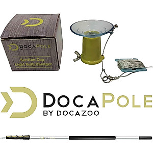 DOCAZOO, Light Bulb Changer for High Ceilings & Recessed Lights w/ 7-30 Foot Telescopic Extension Pole & Suction Cup Style - Ceiling Lightbulb Removal Tool - Perfect Accessory for Any Lighting Job