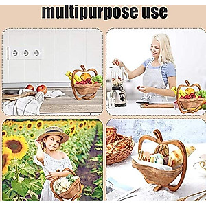 Premium Bamboo Foldable Apple shaped Fruit Basket Multi Purpose Folding Fall Fruit Basket