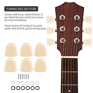 Guitar Tuning Peg Button, 6 Pcs/Set Acrylic Tuning Pegs Buttons Machine Heads Buttons for Guitar(Beige) Gevoline accessories