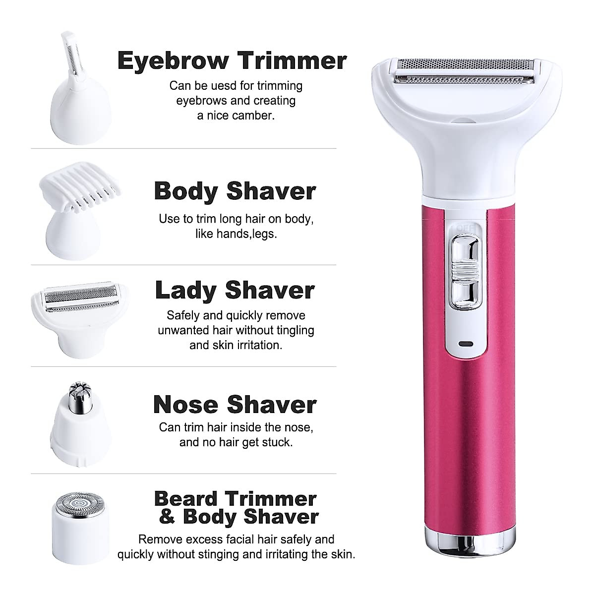Nose Hair Trimmer for Women Electric Razors Womens Trimmer Lady Shaver Bikini Trimmer Facial Hair Remover Public Hair