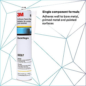 3M Urethane Seam Sealer, 08367, Black Color, High Solids, Permanently Flexible, 310 mL/10.5 fl oz Cartridge