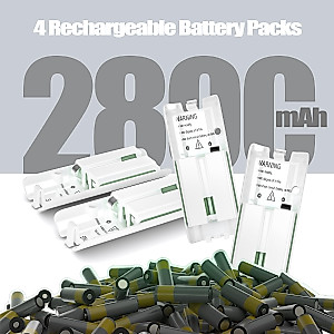 Rechargeable 4 Pack Battery Pack for Wii/Wii U Remote Controller,2800mAh Replacement Batteries and 4 Ports Charger Station for Wii/Wii U Remote Controller Battery Pack,wii Remote Charger-BURFLO