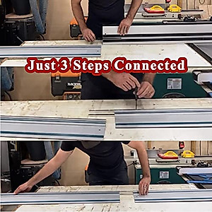 Guide Rail Connector Set P-45777 for Makita Track Saw Long Cuts， Also Compatible with Festool, Fit for DeWalt, Fit in Integrated Guide Rail T-Slots for Secure Cutting, 2 PCS, Sliver