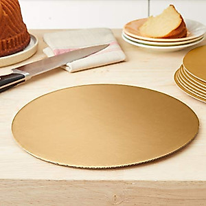 Fox Run 12-Piece Cardboard Scalloped Cake Circle Base, 10 x 10 x 0.25 inches, Gold