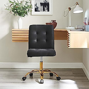 Modway Prim Armless Performance Velvet Office Chair in Gold Black
