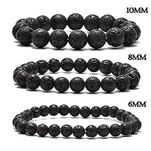 NCB Natural Stone Beads 100pcs 8mm Round Black Volcanic Lava Genuine Real Stone Beading Loose Gemstone DIY Charm Smooth Beads for Bracelet Necklace Jewelry Making (Black Volcanic Lava, 8mm 100Beads)