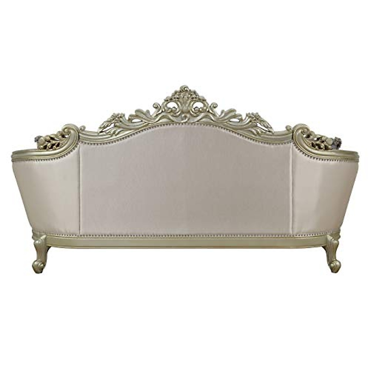 ACME Furniture Gorsedd Sofa with 5 Pillows, Cream Fabric and Antique White