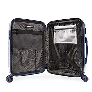 Brookstone Luggage Keane Spinner Suitcase, Metallic Blue, Carry-On