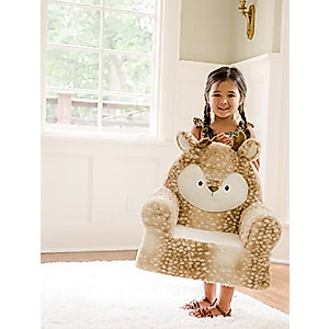 Soft Landing Sweet Seats, Premium and Comfy Toddler Lounge Chair with Carrying Handle & Side Pockets – Polyester , Deer,Brown