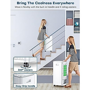 TEMEIKE 3-IN-1 Evaporative Air Cooler, Swamp Cooler Air Conditioner Portable for 1 Room w/Remote, 3 Speeds & 2 Modes, 70° Oscillation & 7H Timer, Windowless Evaporative Cooler for Indoor Office Home