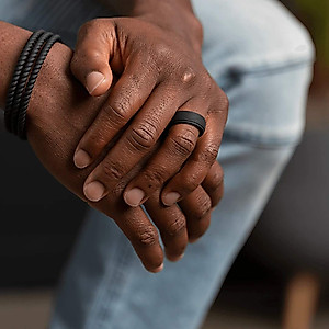 Enso Rings Men’s Infinity Silicone Ring – Hypoallergenic Wedding Band for Men – Comfortable Band for Active Lifestyle – 9mm Wide, 2.25mm Thick (Slate, 11)