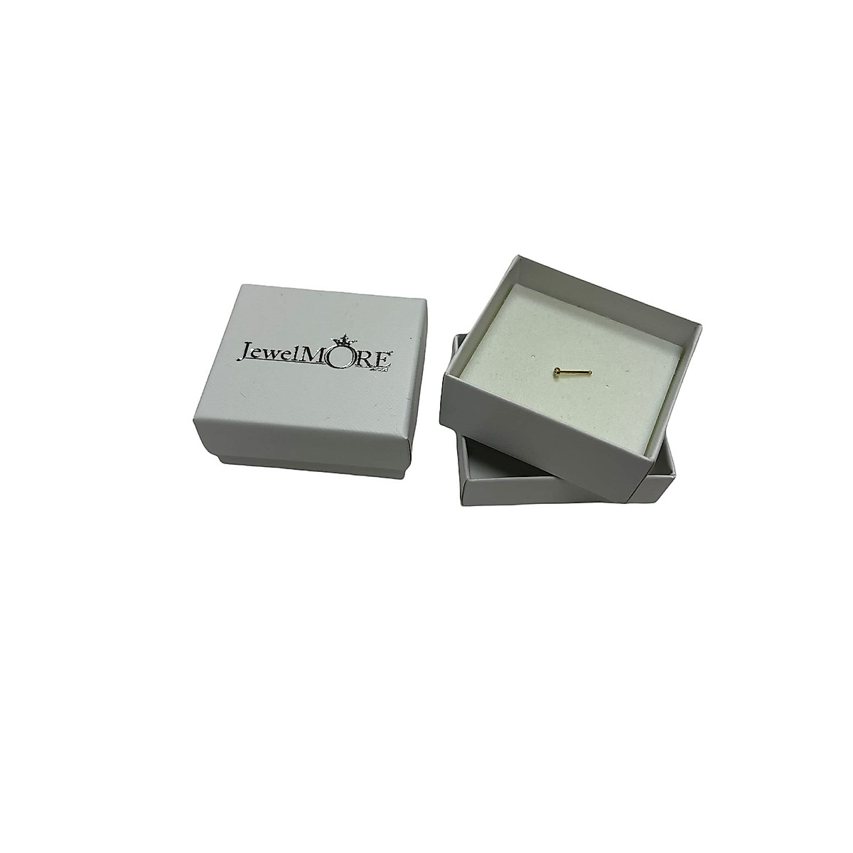 JewelMore 1.5mm 0.015 ct. tw Diamond 14K White Gold Nose Ring Twist Screw 20G (Yellow)