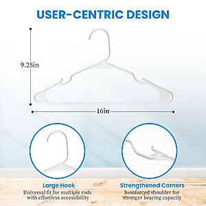 HealSmart Plastic Hangers 30 Pack, Space-Saving Clothes Hangers, Durable and Lightweight Hangers for Coats, Dresses, Shirts, Pants, White