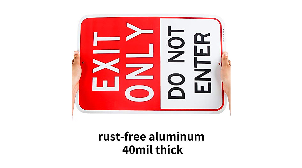 2-Pack Exit Only Do Not Enter Signs - Reflective Aluminum, 18x12"
