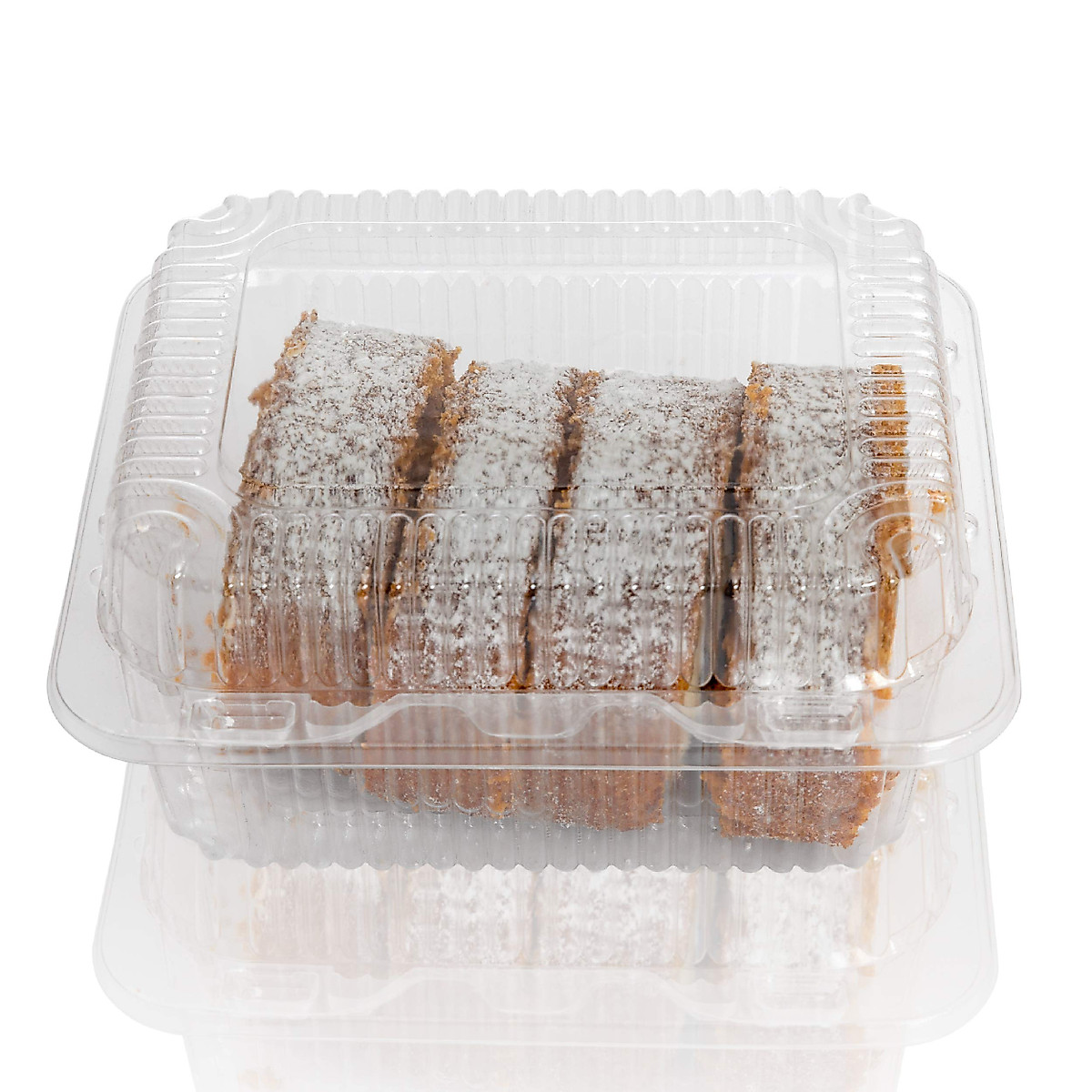 Clear Plastic Hinged Food containers - Sturdy Disposable Bakery Lid Cookie Container Boxes - 7”x 6”x3.5” (40)