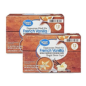 Great Value Cappuccino Coffee and Hot Drink Single Serve Pods, 12 Count (French Vanilla Cappuccino, Pack of 2)