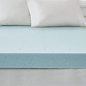 Sleep Philosophy Gel Infused Memory Foam Mattress Topper Luxurious All Season Enhanced Bed Support, Queen(3" Thick), Removable Cooling Cover