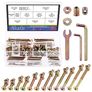 Glarks 138Pcs M6 Baby Bed Crib Screws Hardware Replacement Kit, M6x25/35/45/55/65/75/85MM Hex Socket Cap Screws with Nuts Washers and Tools for Chair Table Cabinets Furniture