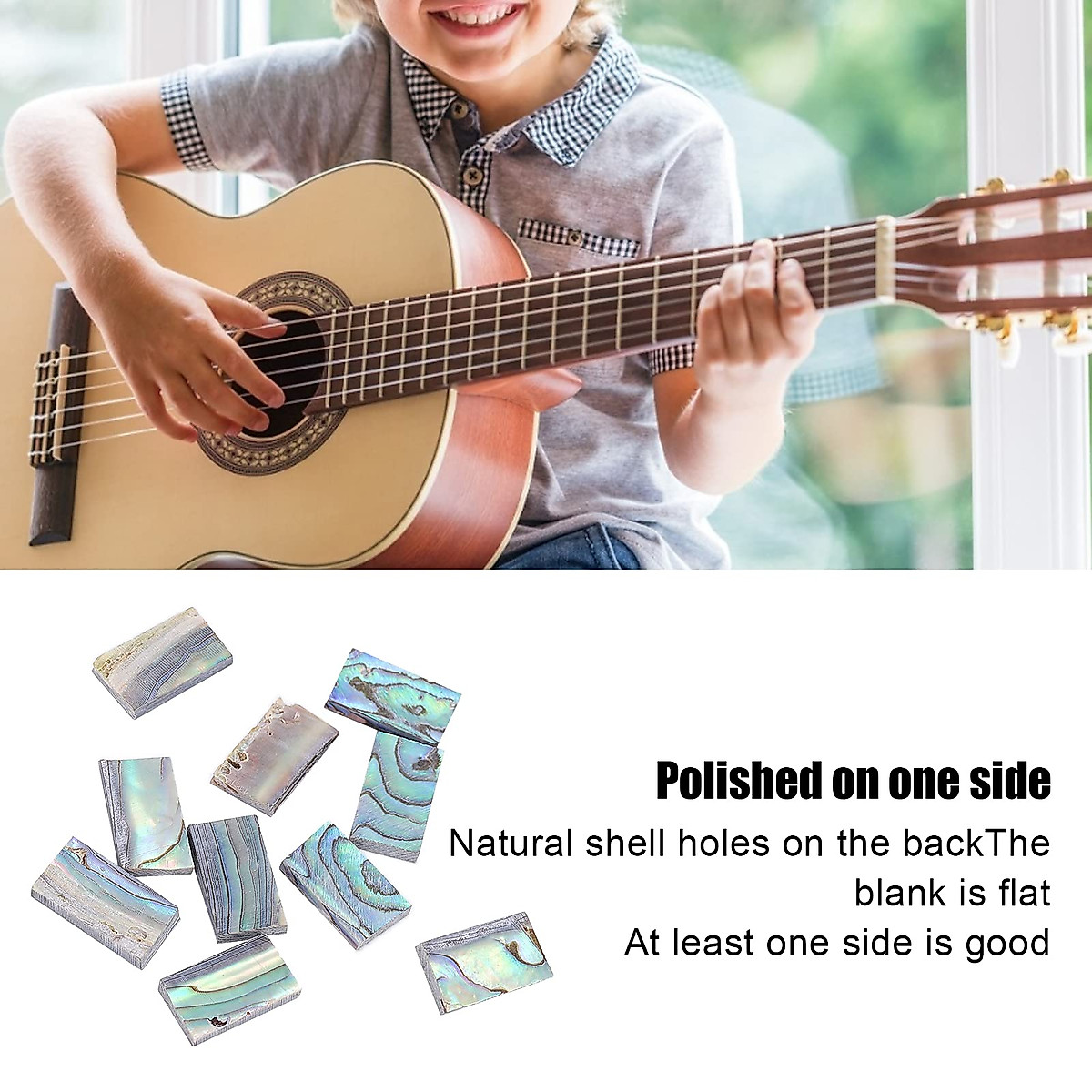 Guitars Fretboard Inlay Material, 10Pcs Abalones Shells Blanks Handle for Mosaic Art for Jewelry Design