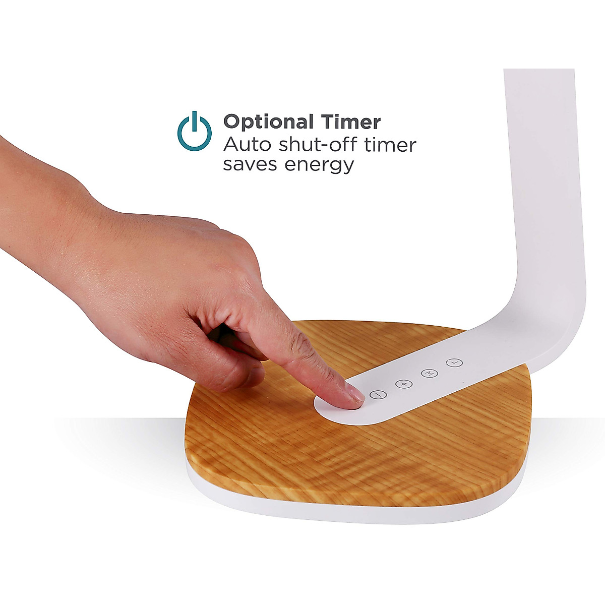 BLACK+DECKER LED Dimmable Desk Lamp with Wood Grain Base,7W, White (VLED1818-BD)