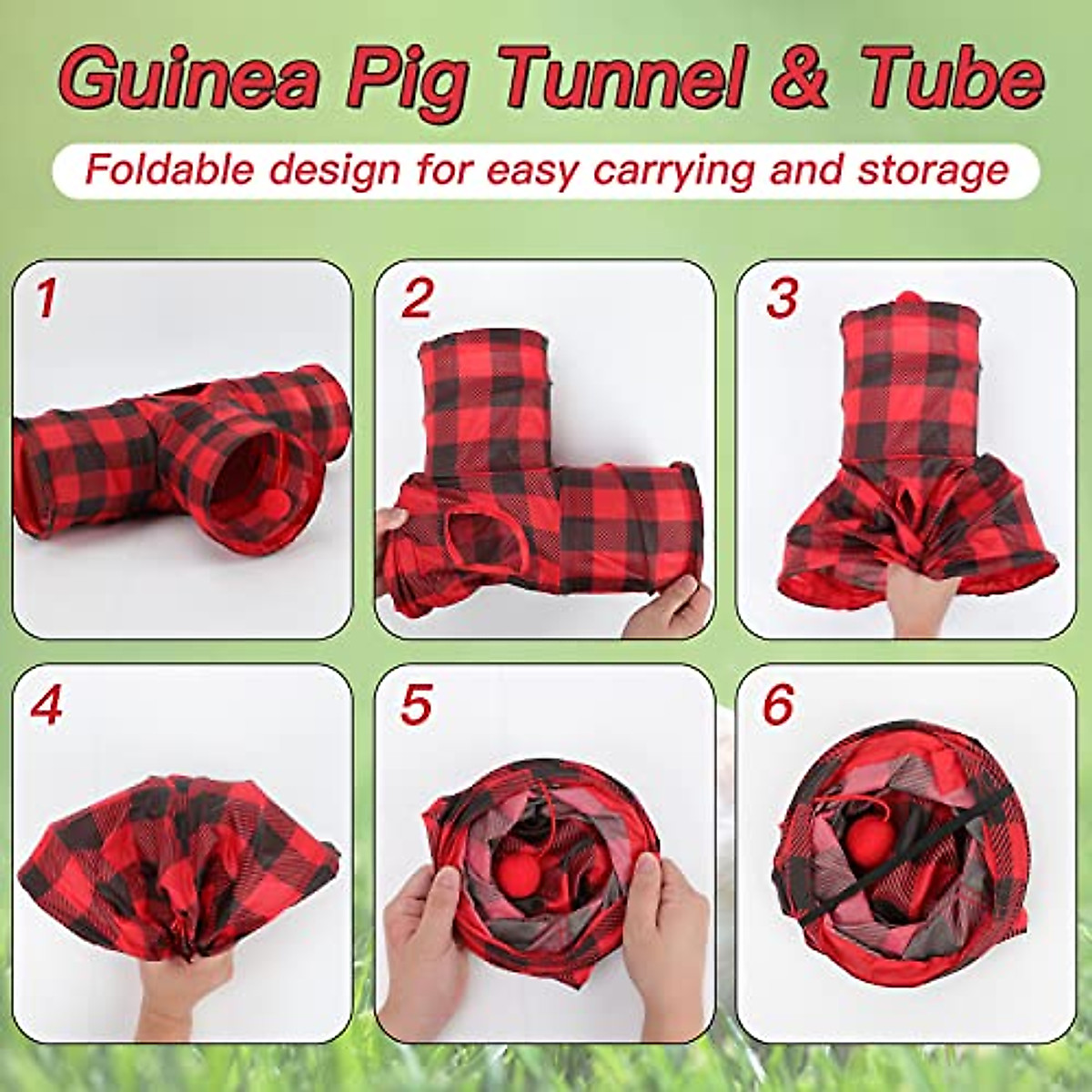 Rypet Guinea Pig Tunnels & Tubes Collapsible 3 Way Small Animals Hideaway Activity Tunnel Toys for Guinea Pig Chinchilla Ferret Hamster