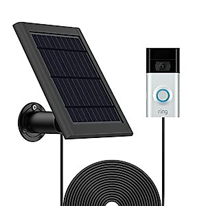 OLAIKE Solar Panel for Video Doorbell 4 & Doorbell 3/3 Plus & Doorbell 2, Weatherproof Continuous Charging,5V/3.5W (Max) Output, with 4M/13ft Power Cable (No Include Camera), Black