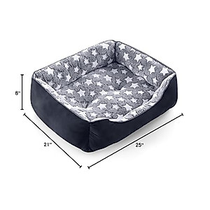GASUR Rectangle Dog Bed for Large Dogs, Cozy Washable Bed Orthopedic Dog Sofa Bed, Pet Cuddler Anti-Slip Bottom, Soft Calming Sleeping Puppy Warming Puppy Bed (S Plus (25"x 21"x 8"), Black)