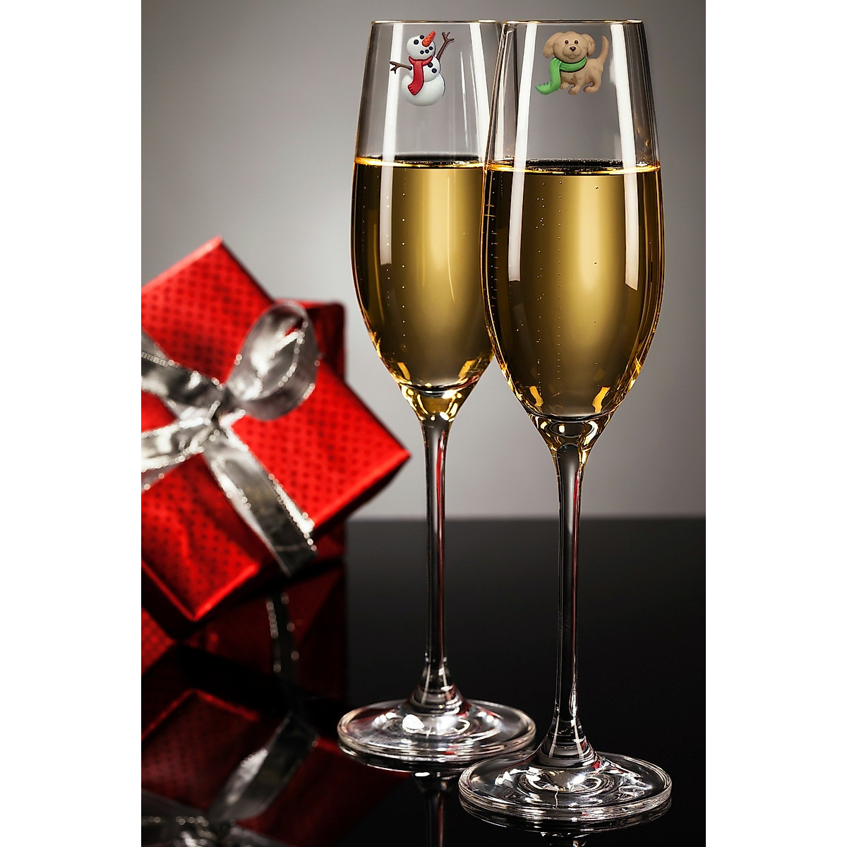 Simply Charmed Wine Charms and Magnetic Glass Markers Fun for Winter with Snowman, Snowflake, Puppy Dog and more - Set of 6