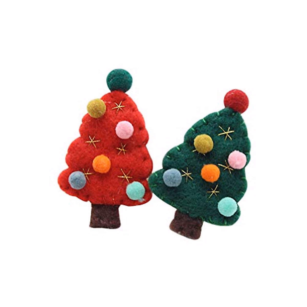 Xmas Pins Tree Brooch 2pcs Christmas Brooches Pins Wool Felt Christmas Tree Brooches Pins for Suit Shirt Sweater Random Color Diy Christmas Ornaments Diy Christmas Ornaments
