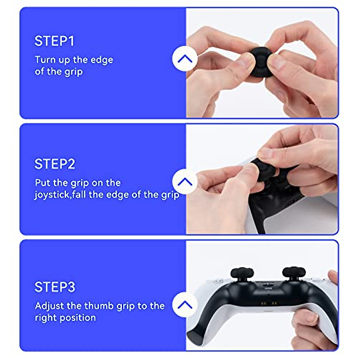 GeekShare Thumb Grip Caps for Playstation 5 Controller, Thumbsticks Cover Set Compatible with Switch Pro Controller and PS4 PS5 Controller, 3 Pairs / 6 Pcs (Black)