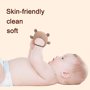 Baby Teething Toys,Baby Teether,Vcnoeo Anti-Drop Wrist Teether, Chewing Toys Suitable for Babies Over 3 Months Old,for Soothing Teething Pain (Caramel)