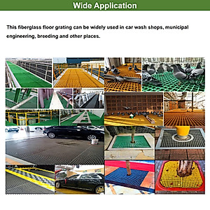 Banfluxion 22.6"x22.6" Fiberglass Floor Grating FRP Grating 0.5 tons Bearing Capacity Green 1.5" Thickness