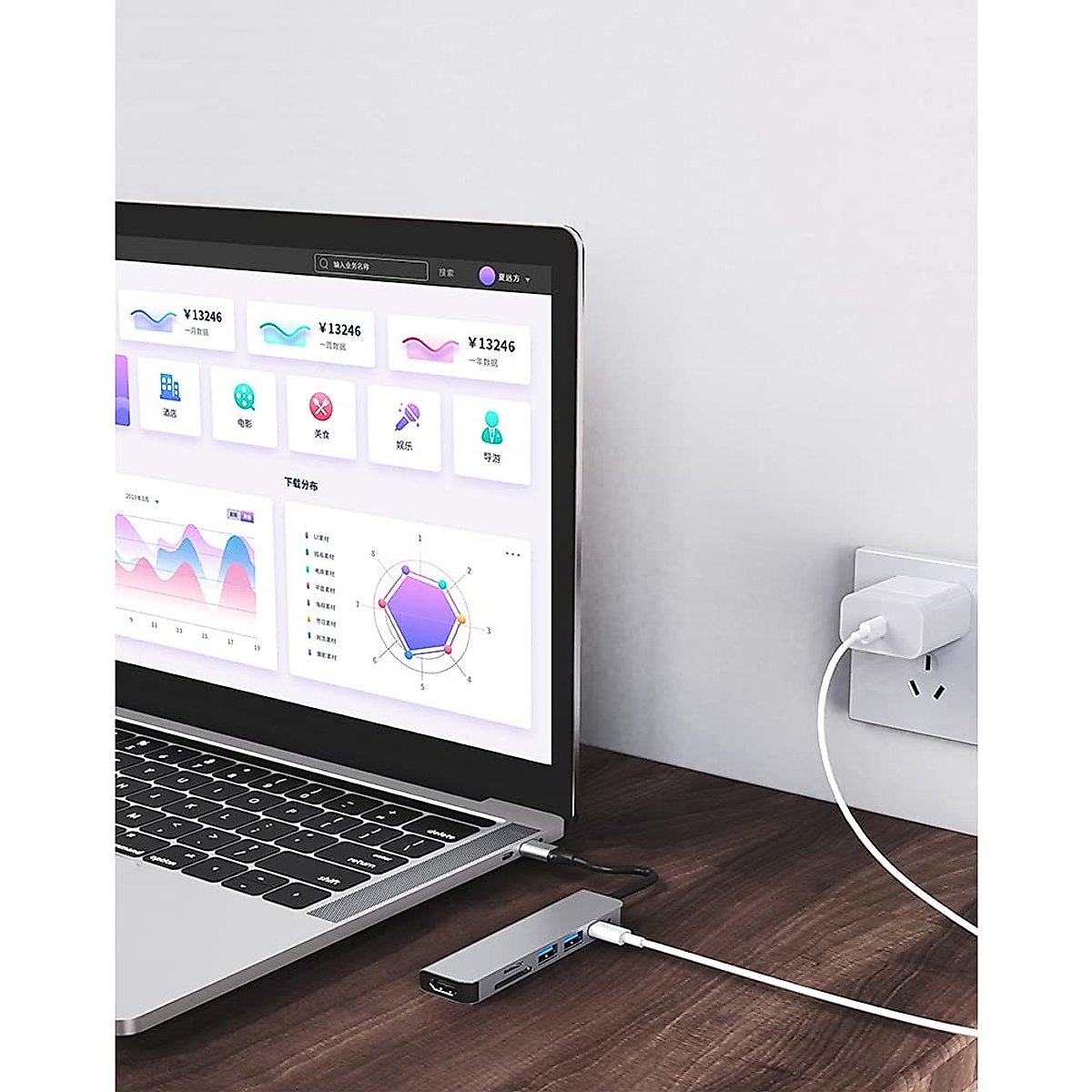 navor USB C Hub 6 in 1 with 4K HDMI Resolution, 87W PD, 1 USB 3.0 & 1 USB 2.0, TF/SD Reader, Compatible with All Type-C Channel Computers, Thunderbolt 3/4, Samsung S8, S9, S10, Huawei10, mate10pro