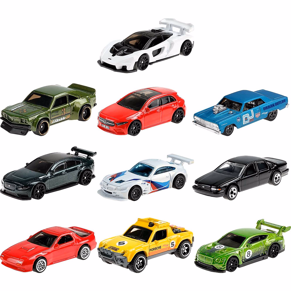 Hot Wheels Nightburnerz 10 Pack Mini Collection, 1:64 Scale Super Speeders for Night Driving Each with Authentic Sculpt, Gift for Collectors Aged 3 & Up [Amazon Exclusive]